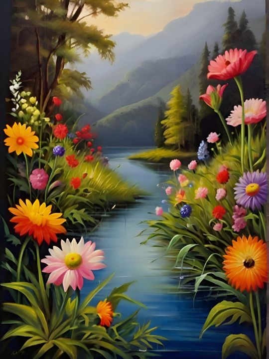 Most beautiful flowers art - Fine art - Paintings & Prints, Flowers ...