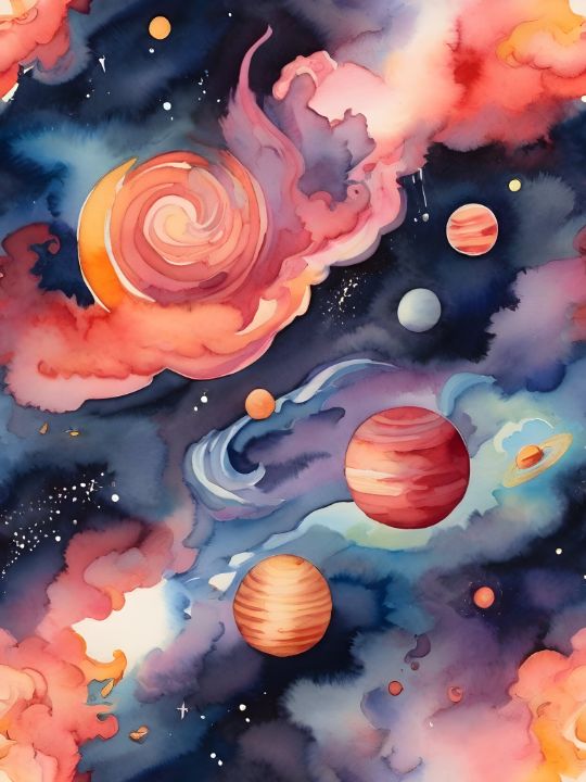 Watercolor Galaxy Painting - Fine art - Paintings & Prints, Astronomy ...