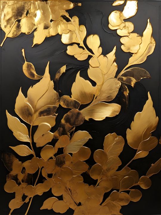 Abstract Gold Leaf Art - Fine art - Paintings & Prints, Flowers, Plants ...