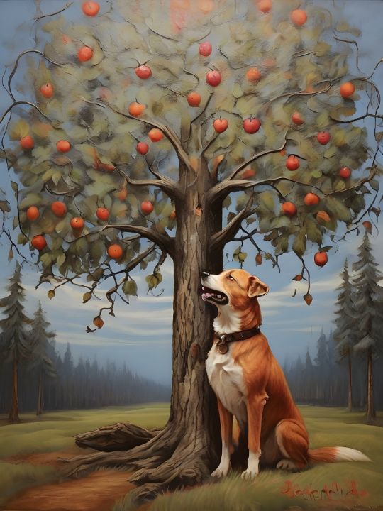 Barking Up the Right Tree - Fine art - Paintings & Prints, Animals ...