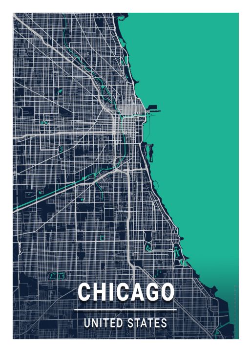 Chicago - United States Blue Dark Ci - Tien Stencil - Digital Art ...