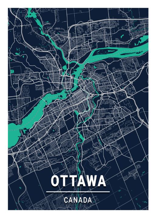 Ottawa - United States Blue Dark Cit - Tien Stencil - Digital Art & AI ...