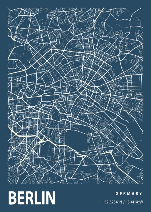 Berlin - Germary Blueprint City Map - Tien Stencil - Digital Art & AI ...