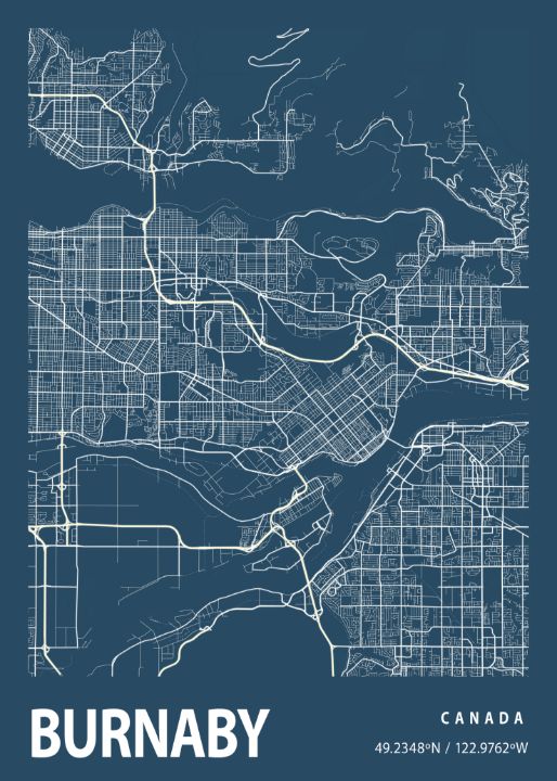 Burnaby - Canada Blueprint City Map - Tien Stencil - Digital Art & AI ...