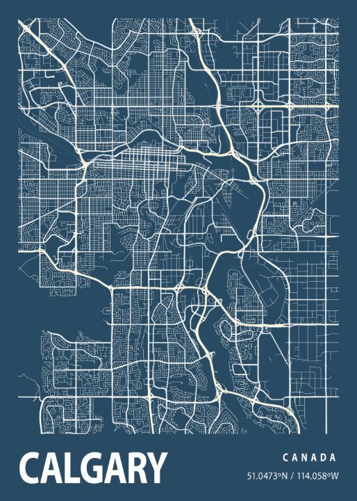 Calgary - Canada Blueprint City Map - Tien Stencil - Digital Art & AI ...