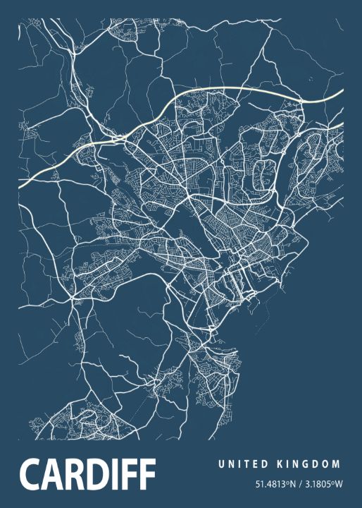 Cardiff - United Kingdom Blueprint C - Tien Stencil - Digital Art & AI ...