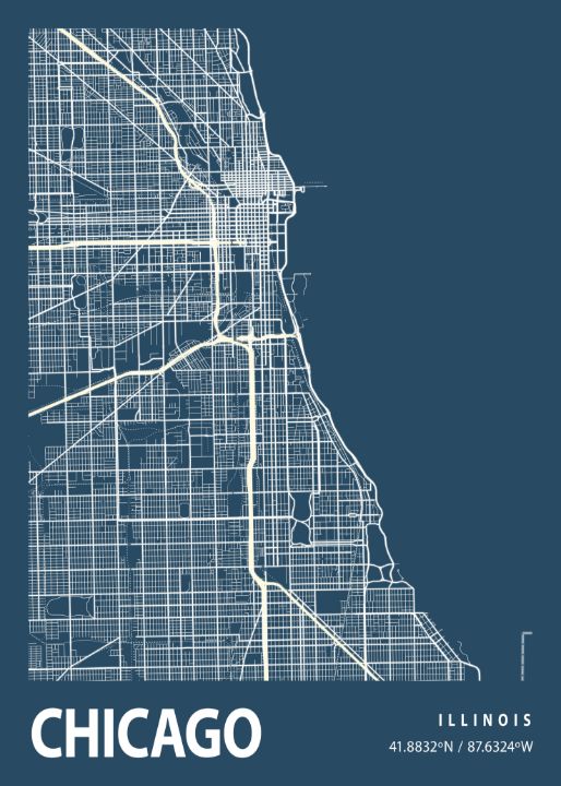 Chicago - United States Blueprint Ci - Tien Stencil - Digital Art ...