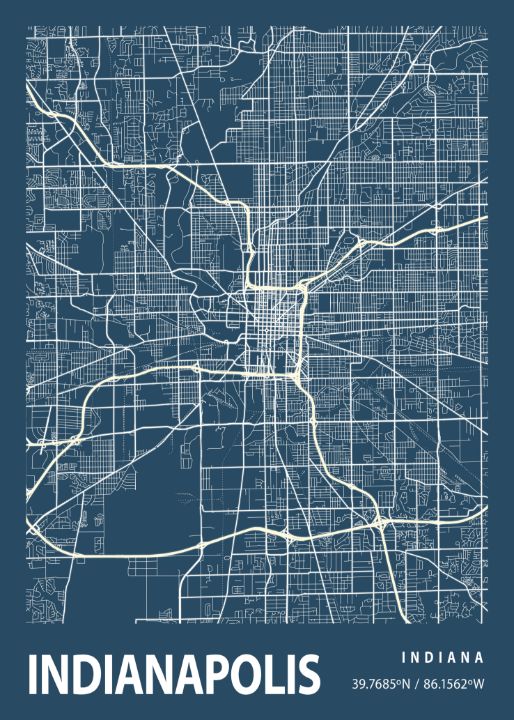 Indianapolis - United States Bluepri - Tien Stencil - Digital Art & AI ...
