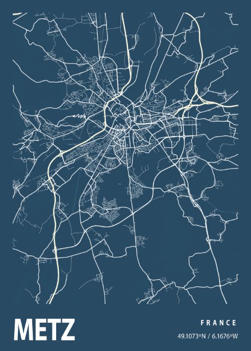 Metz - France Blueprint City Map - Tien Stencil - Digital Art & AI ...