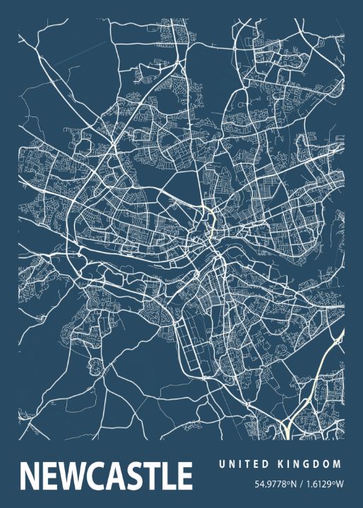 Newcastle - United Kingdom Blueprint - Tien Stencil - Digital Art & AI ...