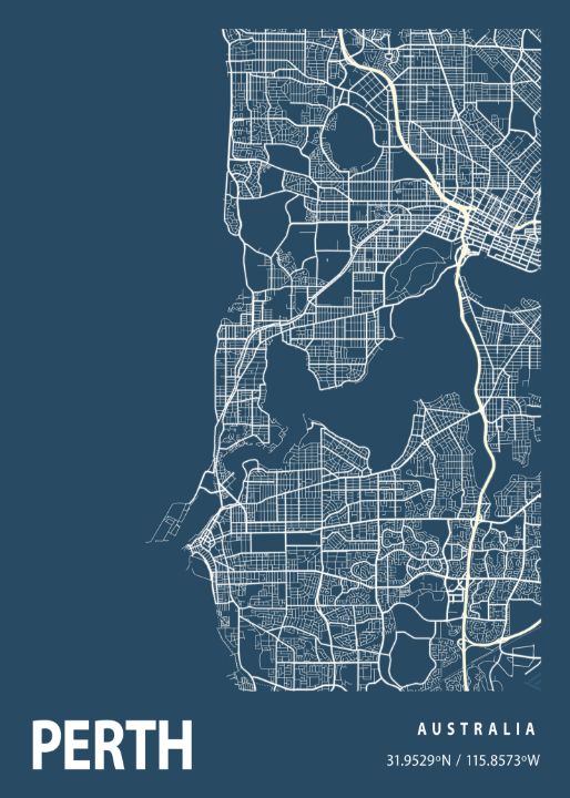 Perth - Australia Blueprint City Map - Tien Stencil - Digital Art & AI ...