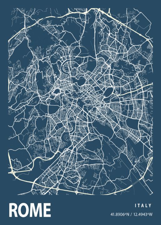 Rome - Italy Blueprint City Map - Tien Stencil - Digital Art & AI ...