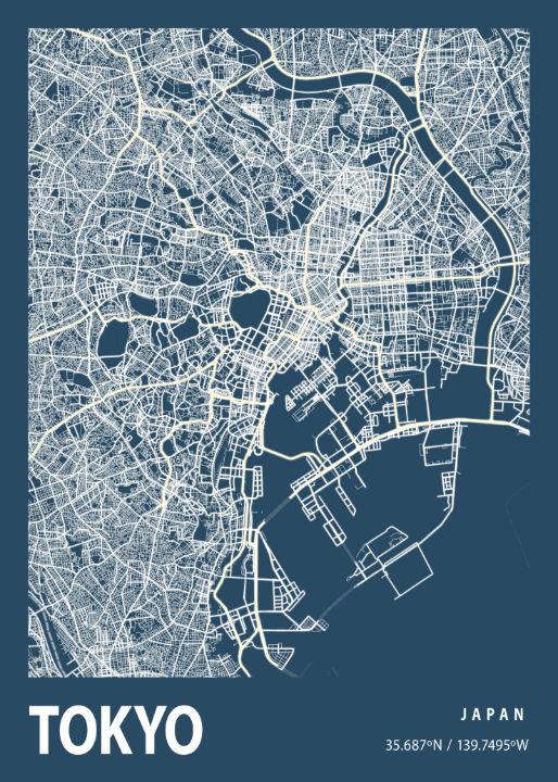 Tokyo - Japan Blueprint City Map - Tien Stencil - Digital Art & AI ...