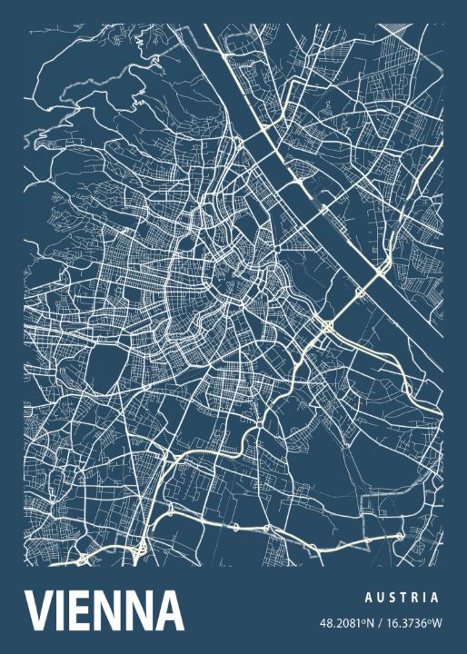 Map Of Downtown Vienna Austria Vienna, Austria City Street Map Custom