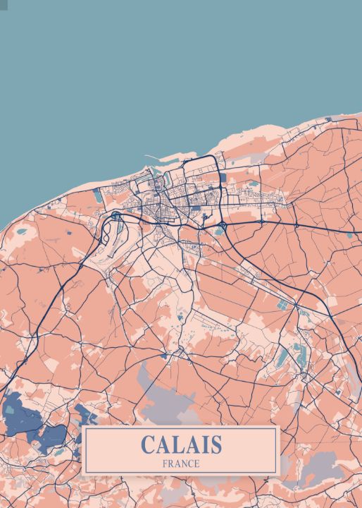 Calais - France Breezy City Map - Tien Stencil - Digital Art & AI ...