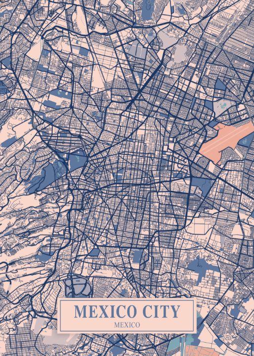 Mexico City - Mexico Breezy City Map - Tien Stencil - Digital Art & AI ...