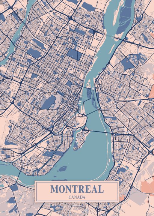 Montreal - Canada Breezy City Map - Tien Stencil - Digital Art & AI ...