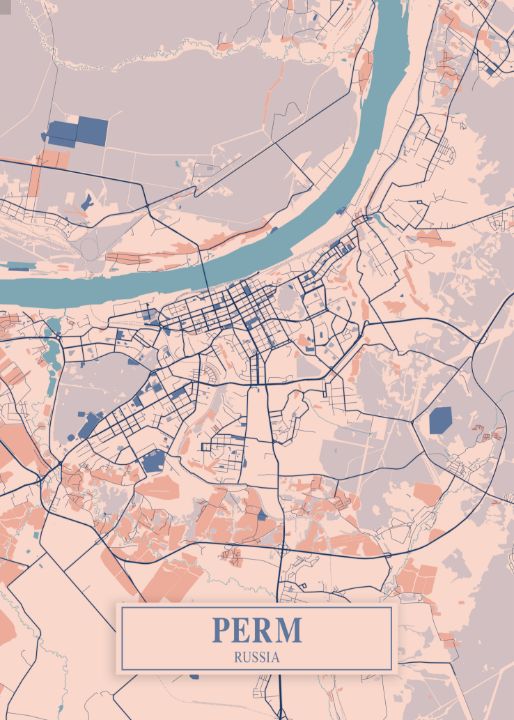 Perm - Russia Breezy City Map - Tien Stencil - Digital Art & AI ...
