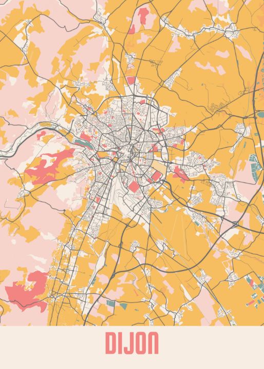 Dijon - France Chalk City Map - Tien Stencil - Digital Art, Landscapes ...