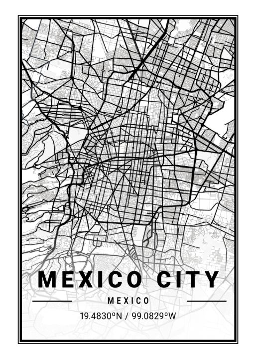 Mexico City - Mexico Light City Map - Tien Stencil - Digital Art ...