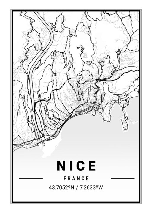 Nice - France Light City Map - Tien Stencil - Digital Art & AI ...