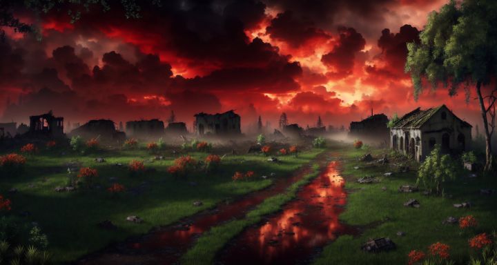 Vermillion Sunset Over Apocalypse - ShaneSparrowArt - Paintings ...