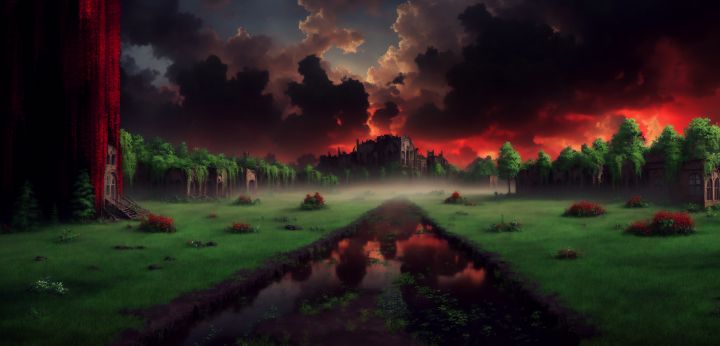 Deep Red River Skyscape - ShaneSparrowArt - Paintings & Prints ...