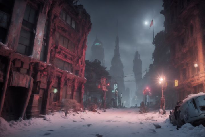 Cyber Punk City Ruins Winter - ShaneSparrowArt - Paintings & Prints ...