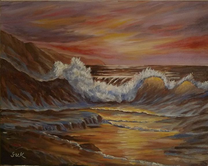 sunset waves - Suk Sun - Paintings & Prints, Landscapes & Nature, Beach ...