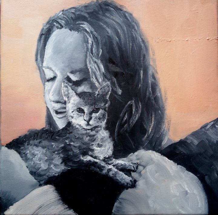 HELLO CAT - Benjamin Farkas - Paintings & Prints, People & Figures ...