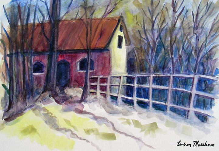 House in Winter - Barbara J Meacham - Paintings & Prints, Buildings ...