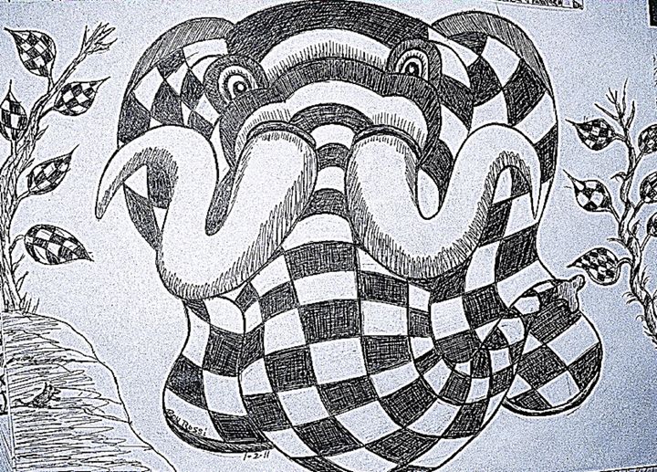 Checkered Elephant - Reynoldo - Drawings & Illustration, Animals, Birds ...