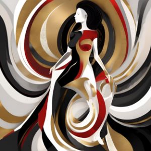Black Red and Gold Abstract Women - Csaba_Fikker - Paintings & Prints ...