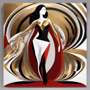 Black Red and Gold Abstract Women - Csaba_Fikker - Paintings & Prints ...