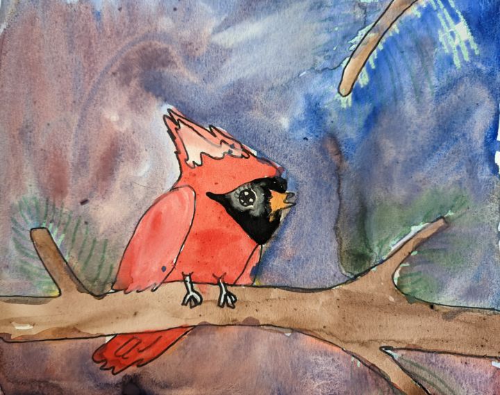 Little Red Cardinal - Dragon's Nest Studios - Paintings by Claire ...