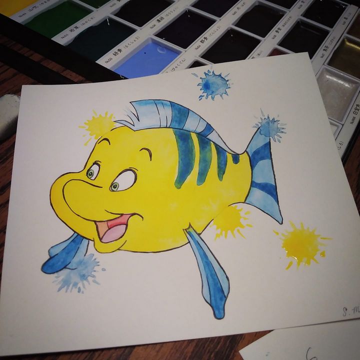 Flounder Fan Art - Art By Sam - Paintings & Prints, Childrens Art ...