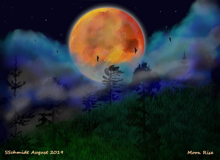 Moon Rise - Chillax Art - Digital Art, Landscapes & Nature, Other ...