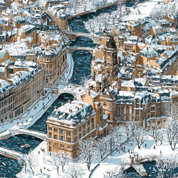 Snowy France - Big Sketch - Digital Art & AI, Places & Travel, Europe ...