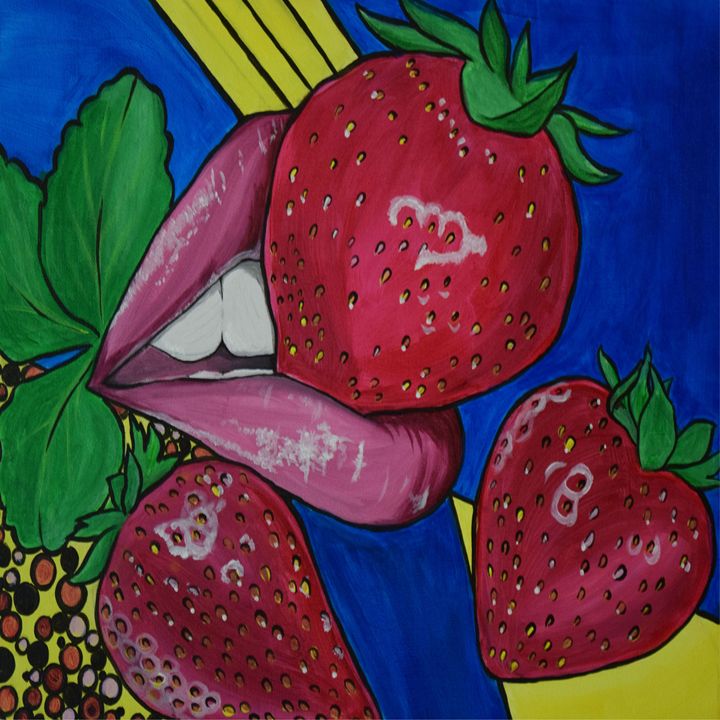 Strawberry Lips - Art by Maricruz - Paintings & Prints, Food & Beverage ...