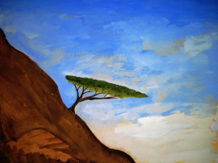 Tree on a Hill at Sunset - JLRArtSence - Paintings & Prints, Abstract ...