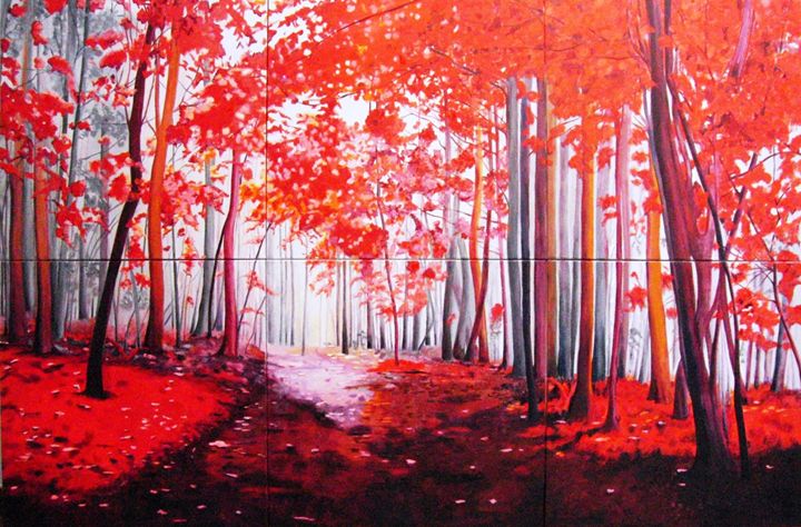 Red Forest - Maite Rodriguez - Paintings & Prints, Flowers, Plants ...