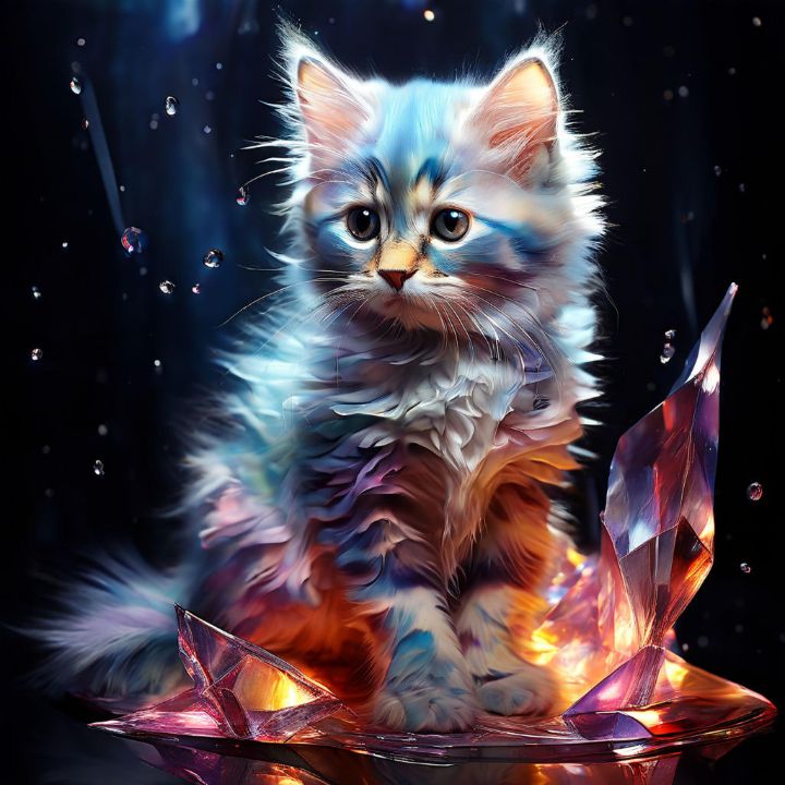 Kitten in a Prism World - Klxnew - Digital Art & AI, Animals, Birds ...