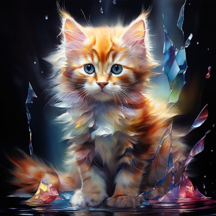 Kitten in a Prism World - Klxnew - Digital Art & AI, Animals, Birds ...