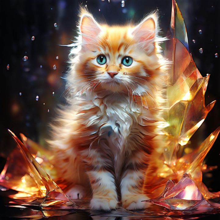 Kitten in a Prism World - Klxnew - Digital Art & AI, Animals, Birds ...