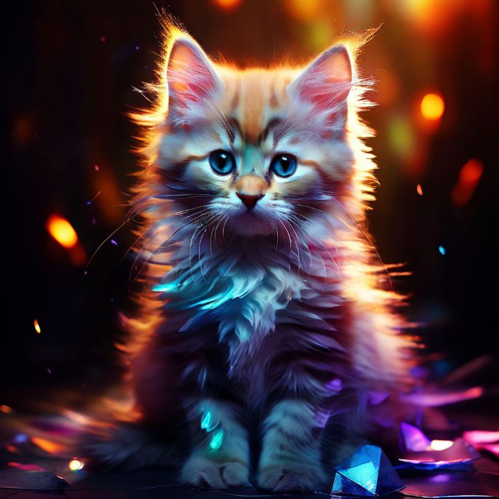 Kitten in a Prism World - Klxnew - Digital Art & AI, Animals, Birds ...