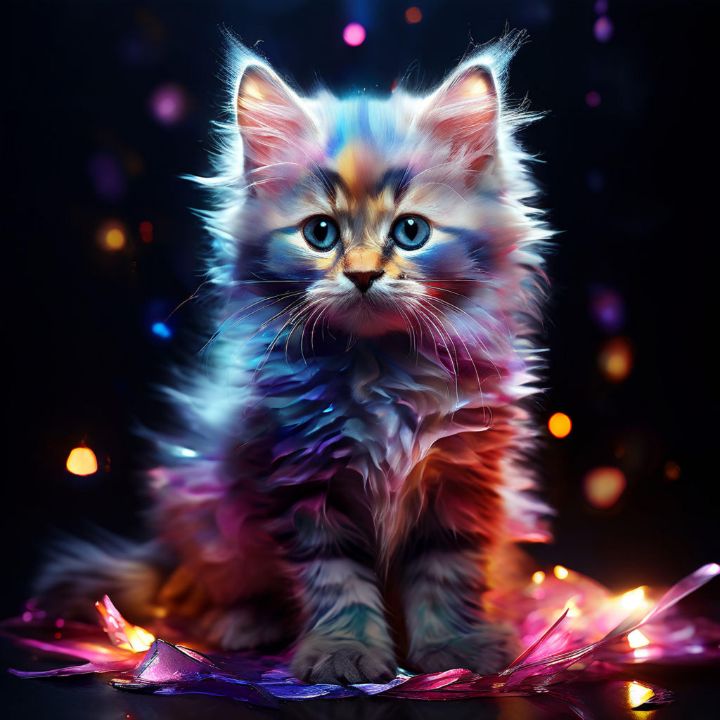 Kitten in a Prism World - Klxnew - Digital Art & AI, Animals, Birds ...