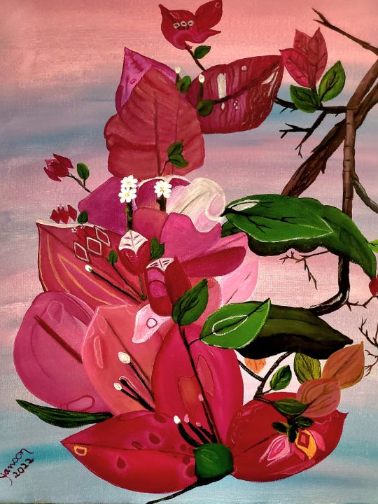 Bougainvillea abstract - Kiki J - Paintings & Prints, Abstract, Other ...