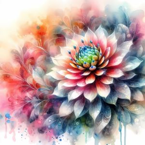 Coloring Flower Watercolor Painting - Deva-Glow - Digital Art & AI ...