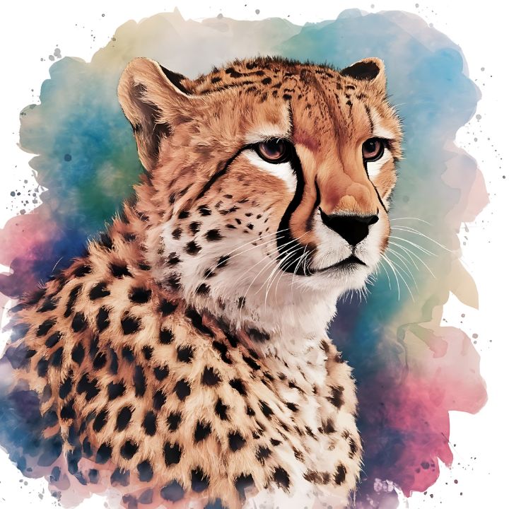 Coloring Cheetah Watercolor Painting - Deva-Glow - Digital Art & AI ...