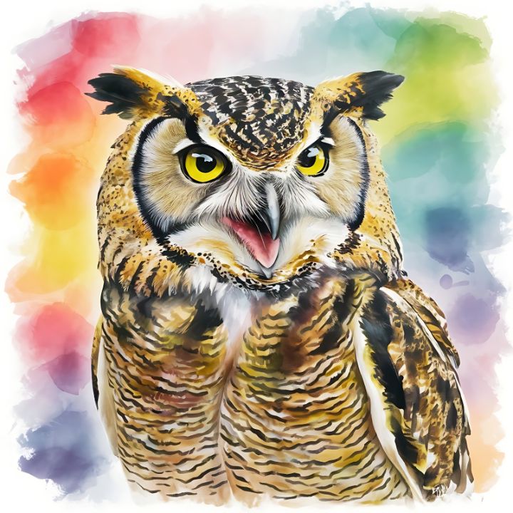Coloring Owl Water Color Painting - ePulse - Paintings & Prints ...